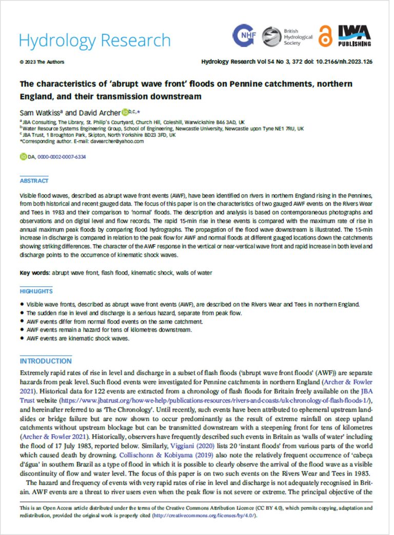 New research explores flash floods in northern England : JBA Trust