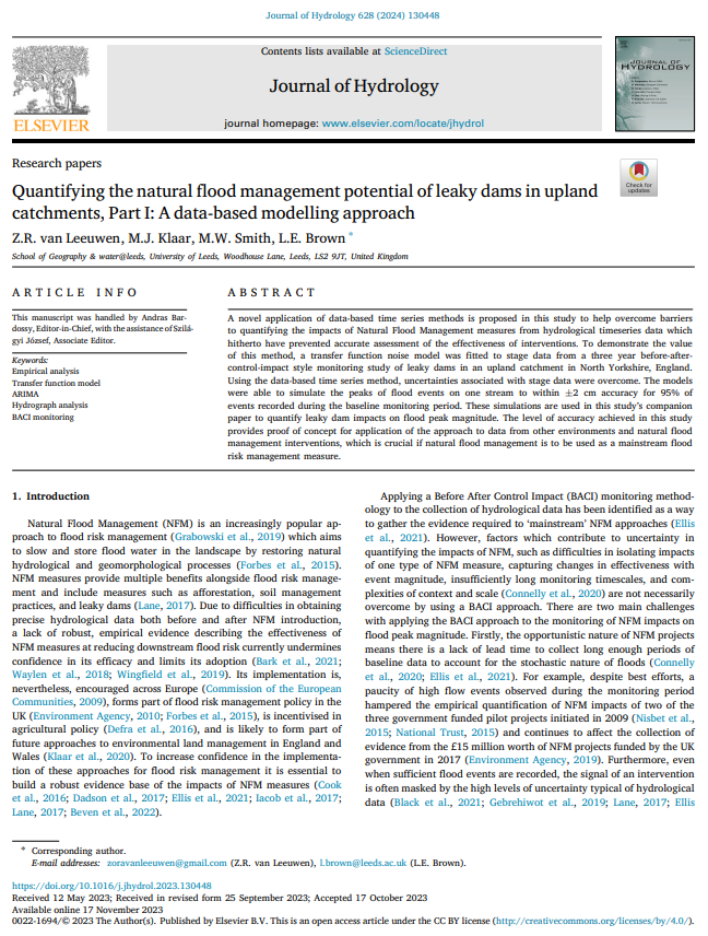 How effective are leaky dams at reducing the downstream flood peak ...